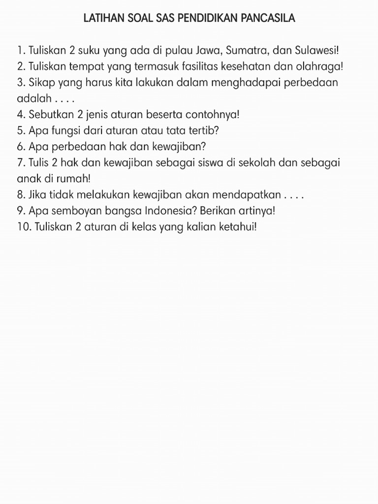 Soal Latihan SAS PKN | PDF