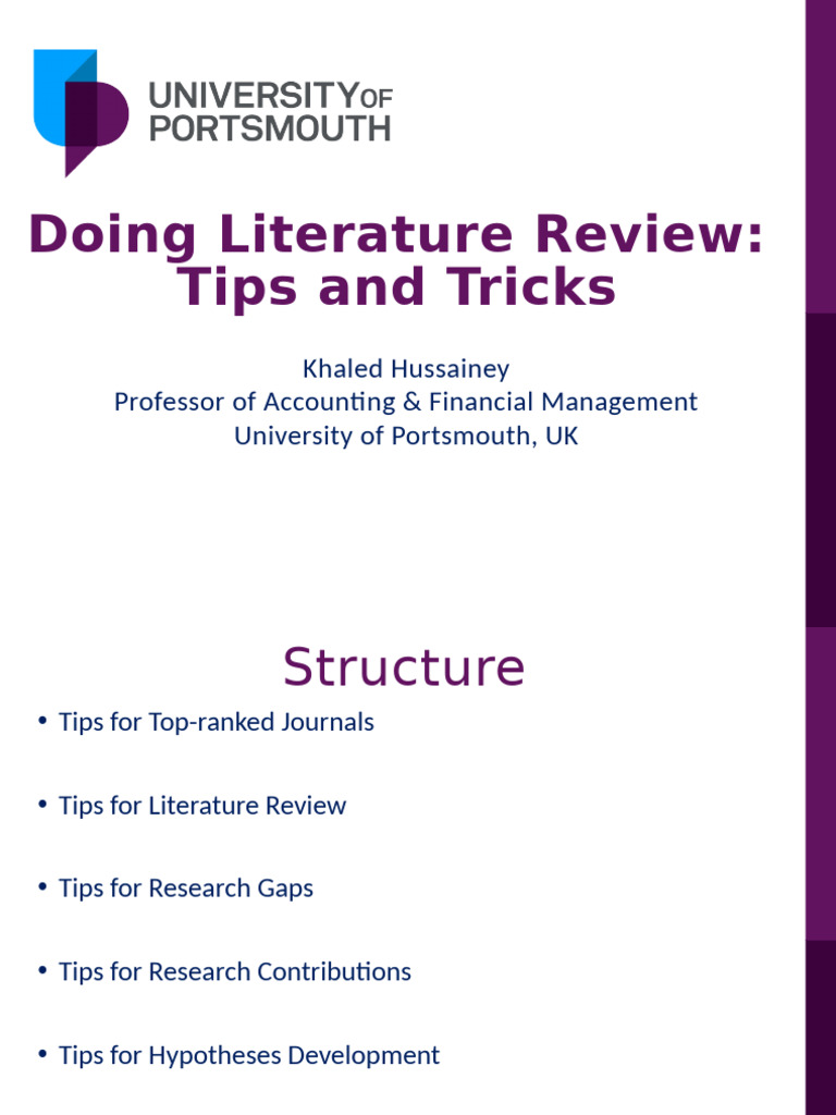 Doing Literature Review Tips and Tricks | PDF | Systematic Review ...