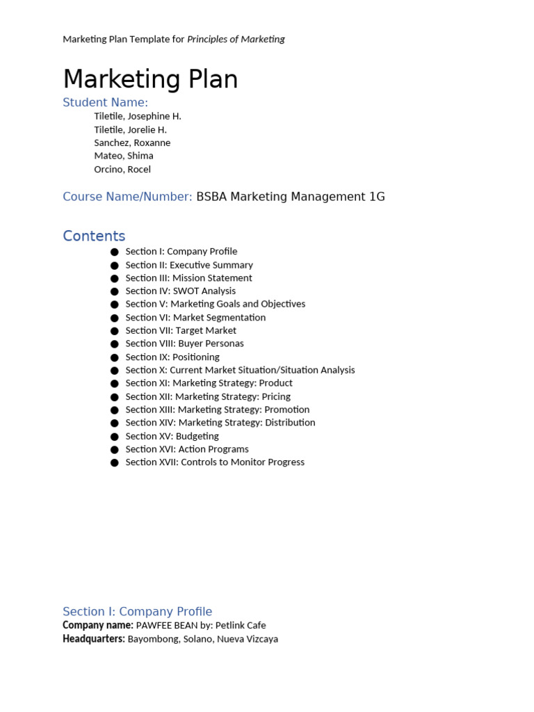 Pawfee bean Marketing plan | PDF | Marketing | Coffee