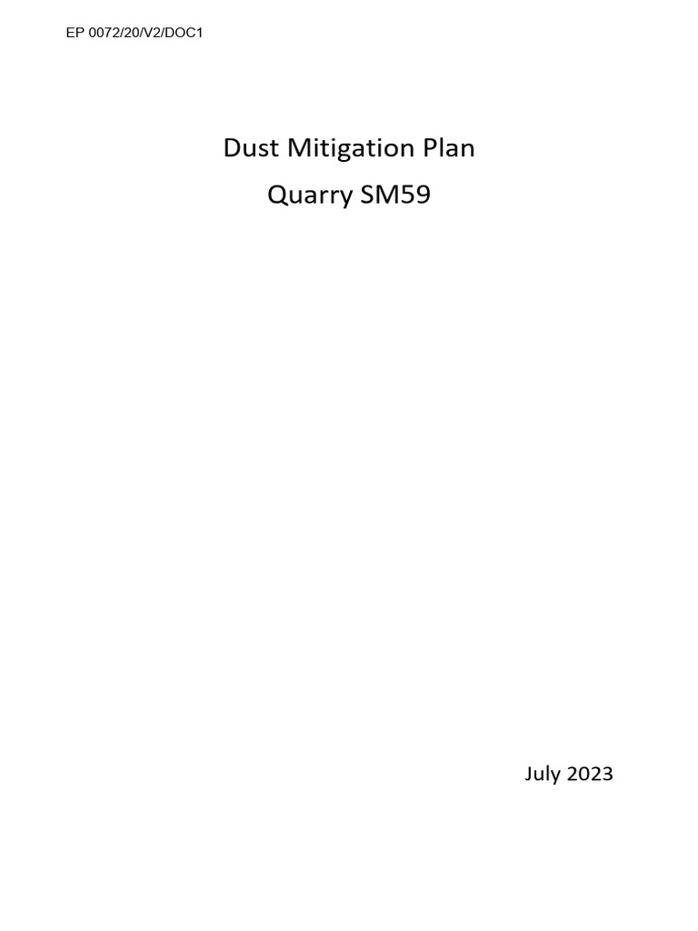 EP 0072 - 20 - V2 - DOC1 SM59 Dust Mitigation Plan | PDF | Dust | Road