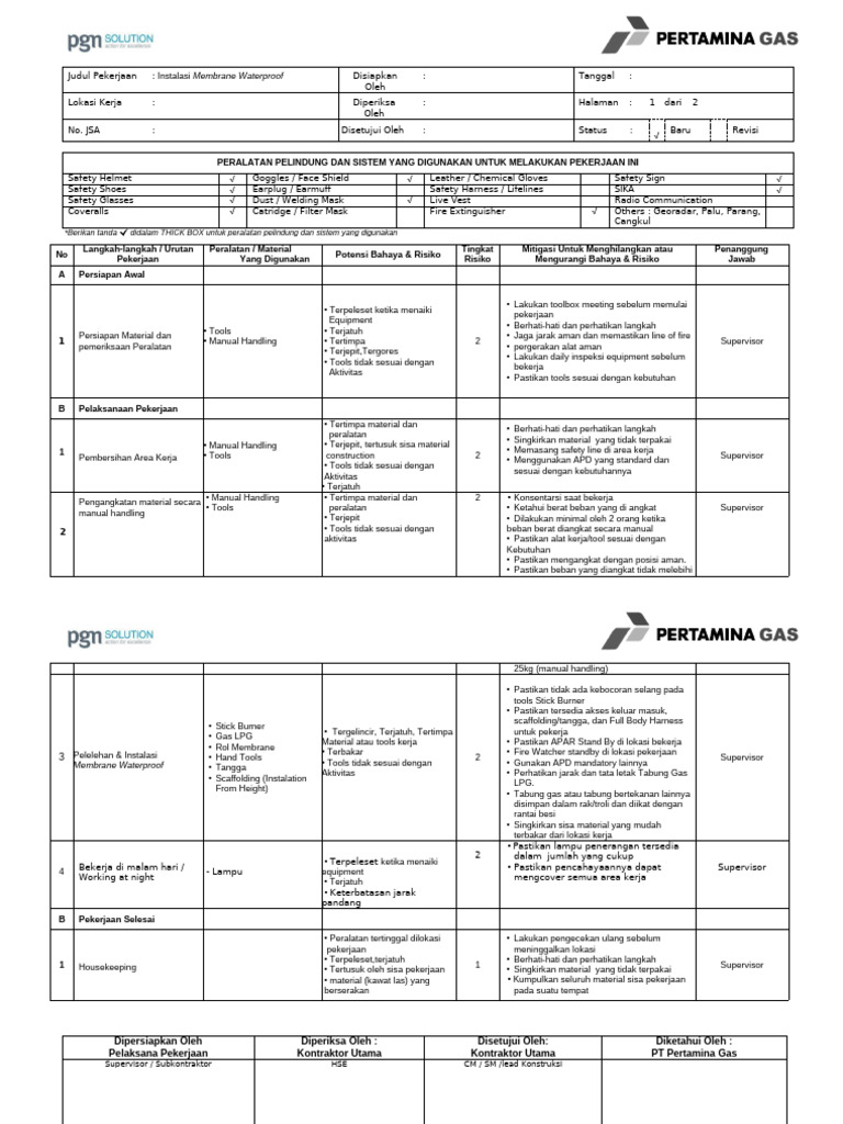 Instalasi Membrane Waterproof Aman | PDF