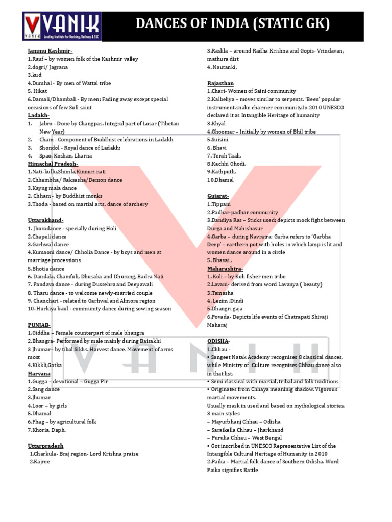 Dances of india | PDF | Dances