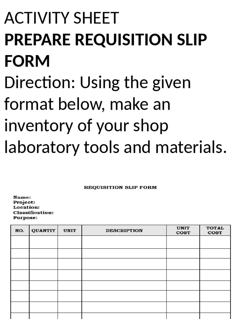 Requisition Slip Form | PDF