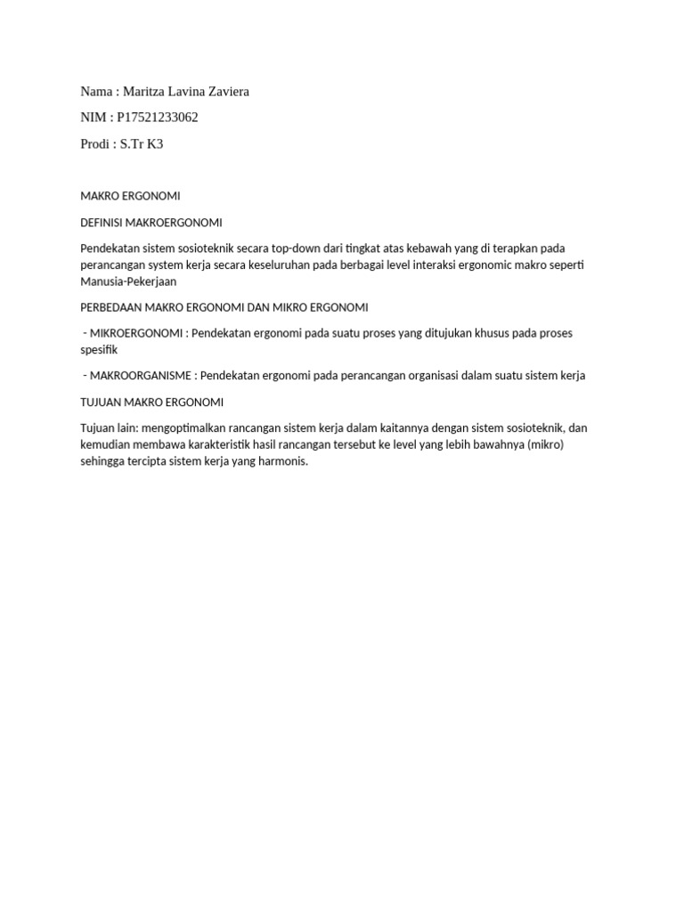 Resume Ergonomi Maritza | PDF