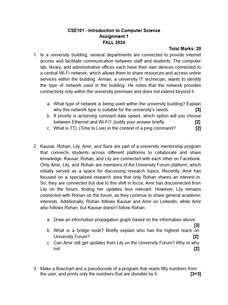 CSE101 S1 Theory Assignment 1 | PDF | Computer Network | Wi Fi