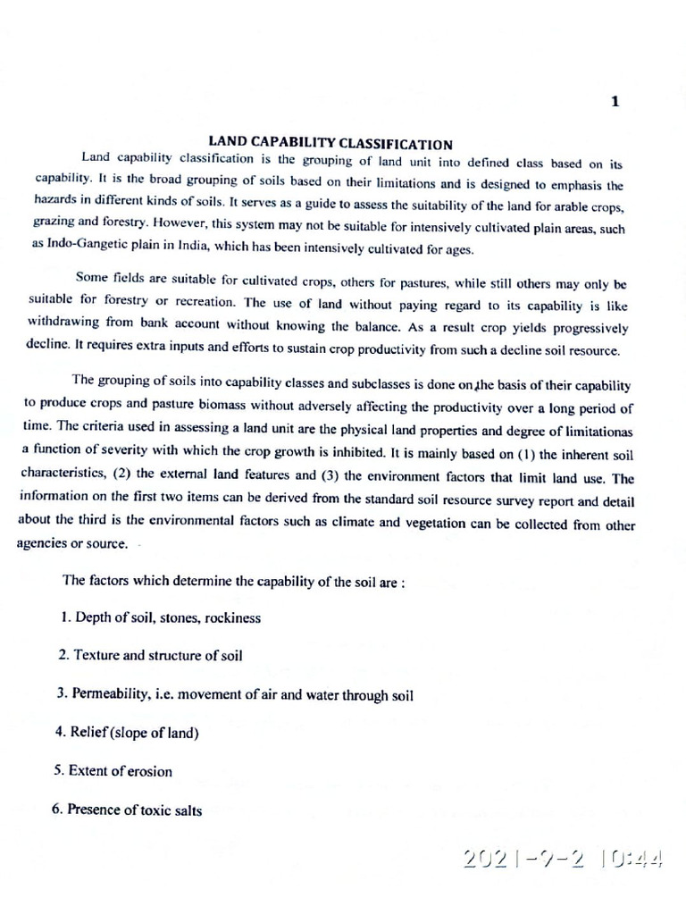 Land Capability Classification and Remote Sensing | PDF ...