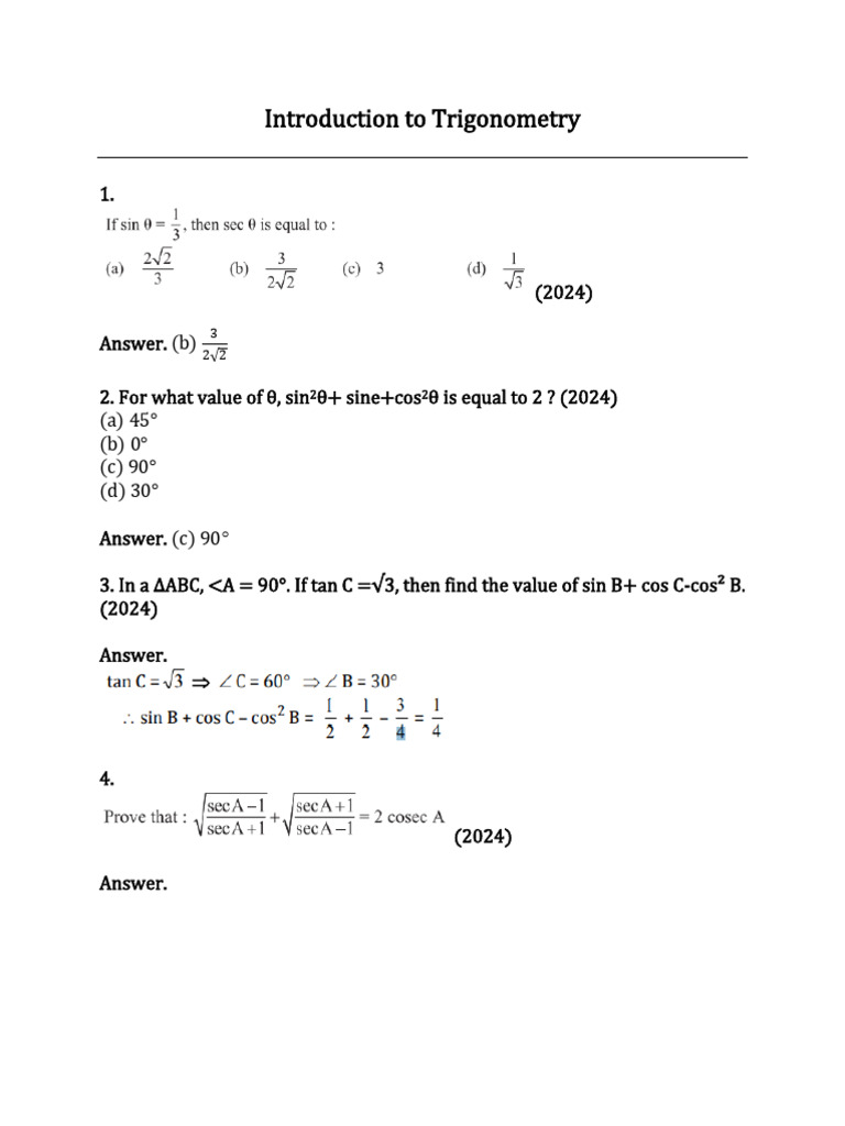 Py Qs Trigonometry | PDF | Elementary Geometry | Trigonometry