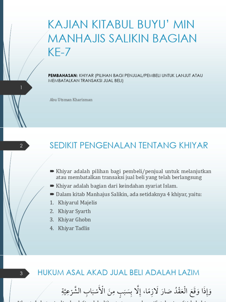 Kajian Kitabul Buyu' Min Manhajis Salikin 7 | PDF