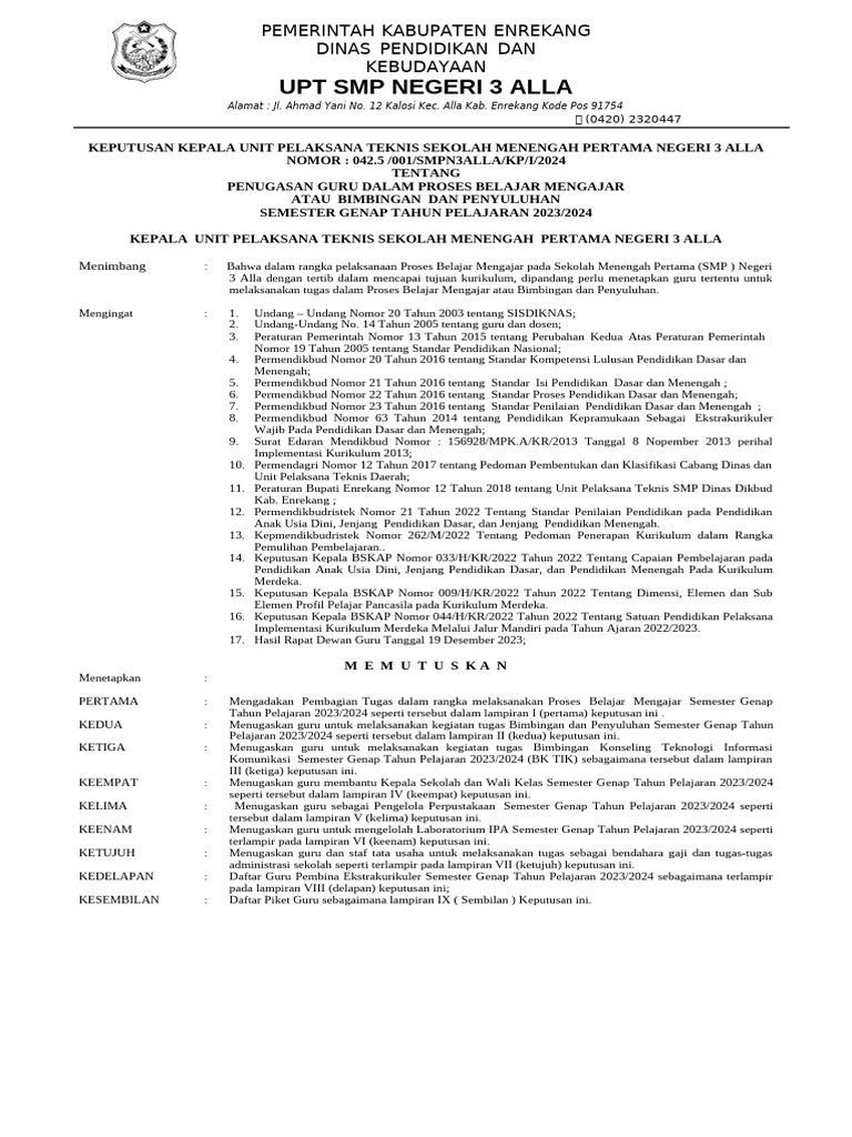 SK PENUGASAN SEBAGAI GURU BP-BK | PDF