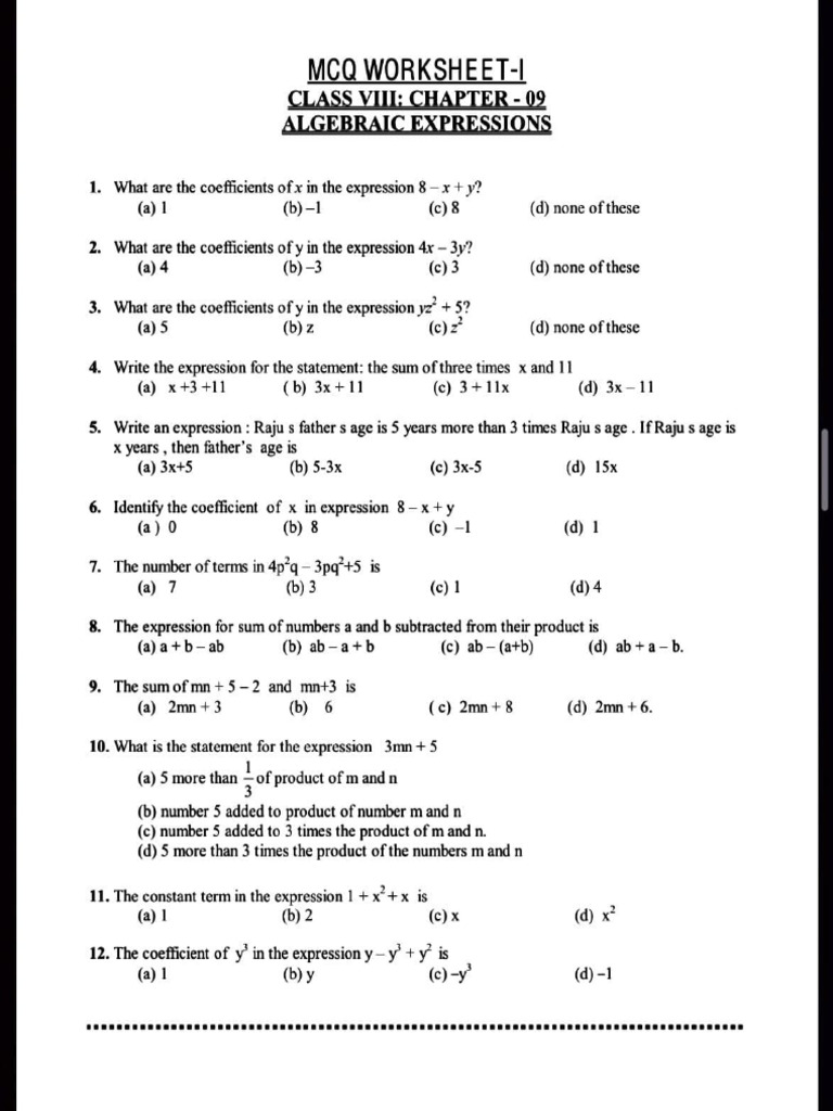 Algebraic Expressions and Identities | PDF | Polynomial | Area