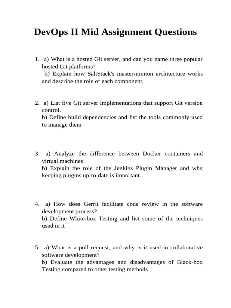 DevOps II Mid Assignment Questions | PDF | Software Industry | Computer Science