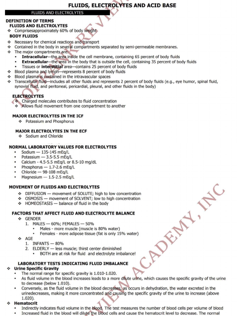 Fluids and Electrolytes | PDF