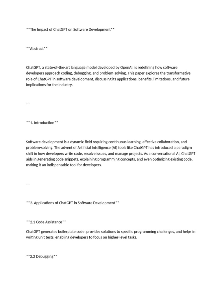 The Impact of ChatGPT On Software Development | PDF | Artificial ...