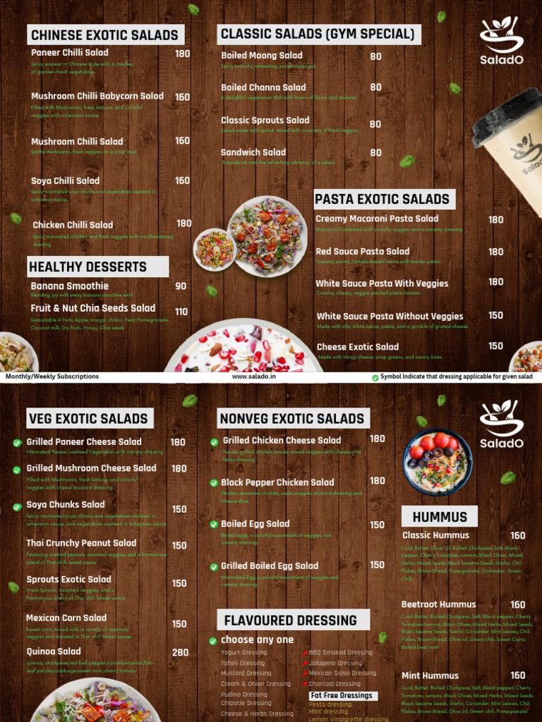 Veg and Non-Veg Menu Options | PDF | Salad | Sauce