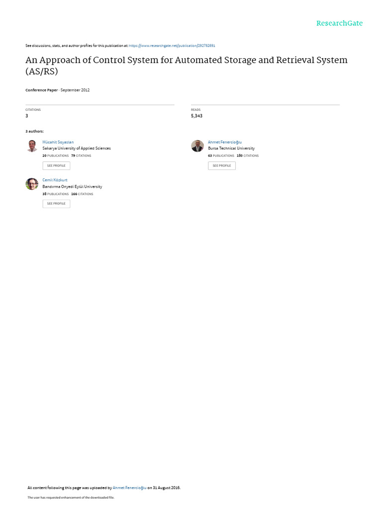 An Approach of Control System For Automated Storage and Retrieval System ASRS | PDF | Automation ...