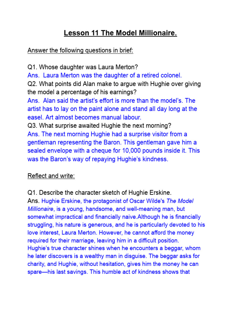Lesson 11 The Model Millionaire NOTES 2 | PDF