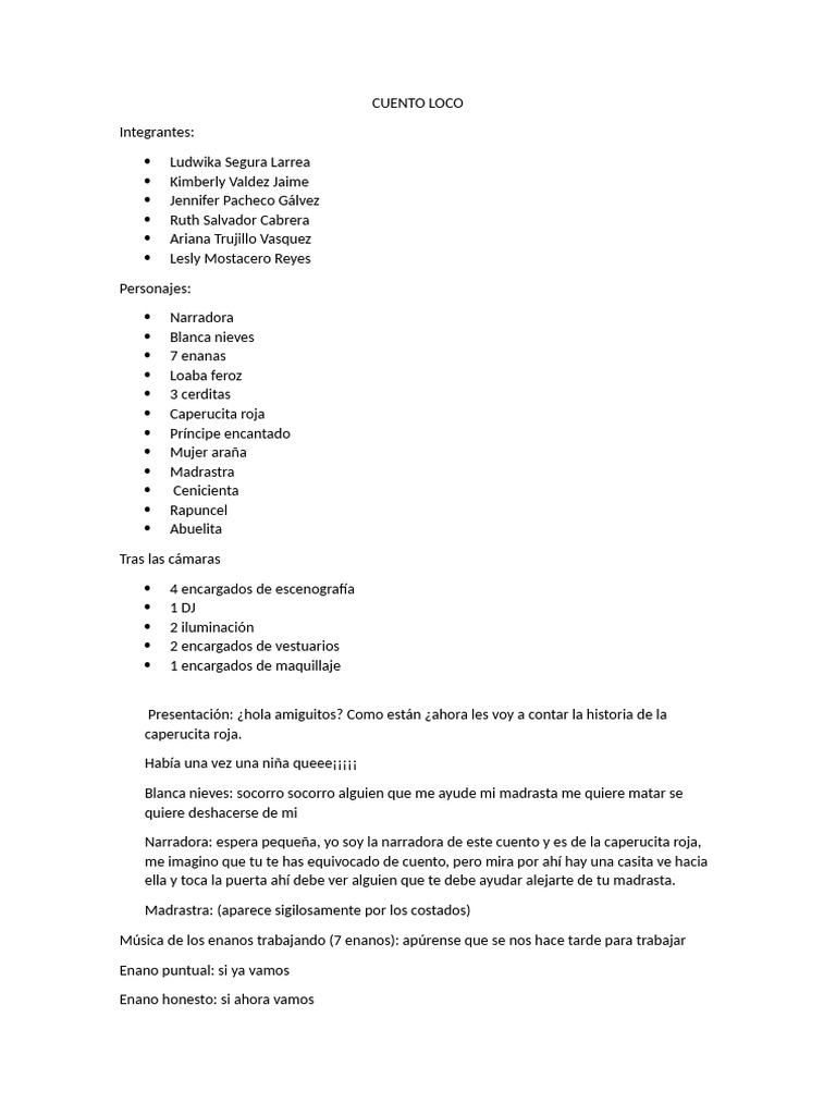 CUENTO LOCO- Comunicación | PDF | Caperucita Roja | Cuentos de hadas