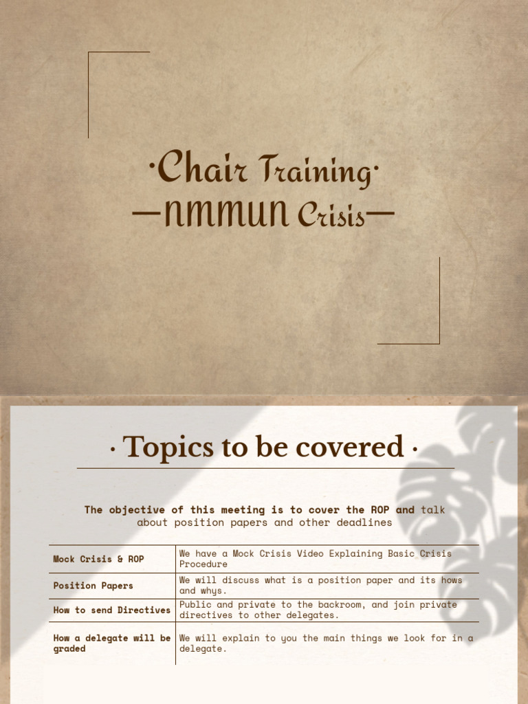 NMMUN Crisis Chair Training Guide | PDF | Committee | Trials
