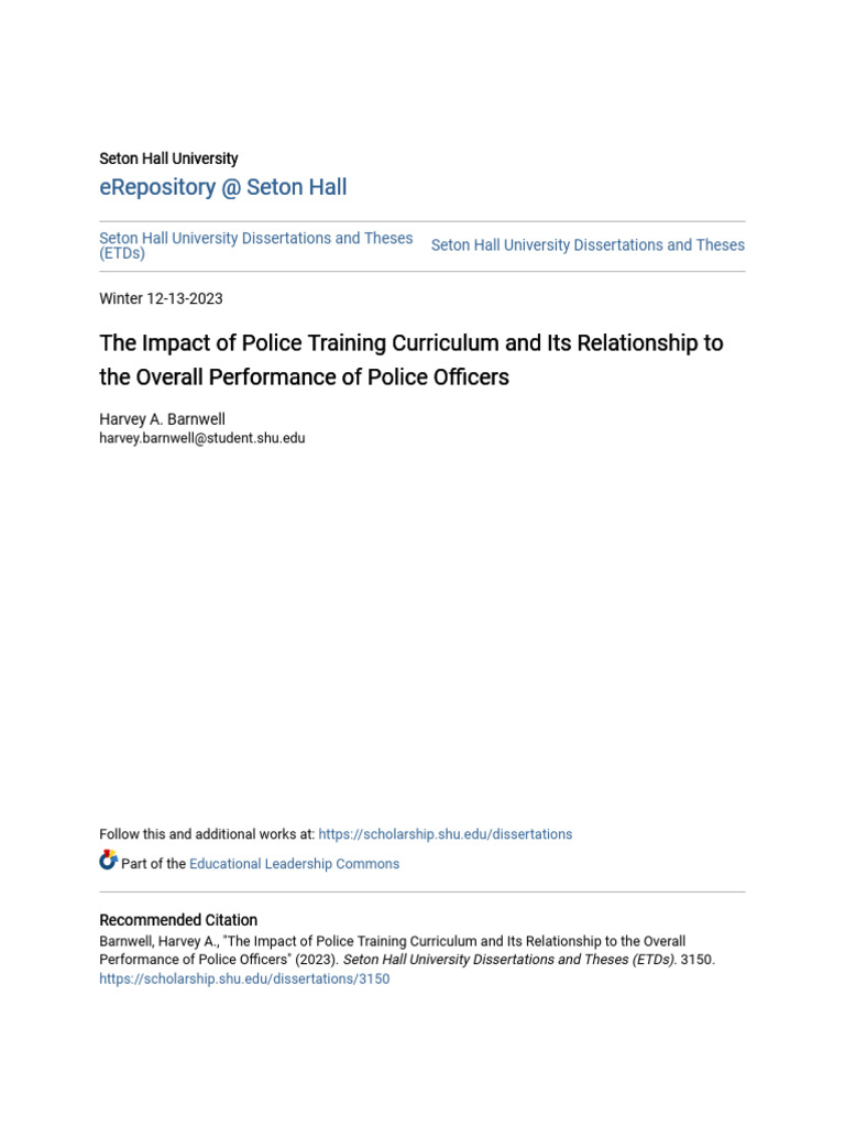 The Impact of Police Training Curriculum and Its Relationship To | PDF ...