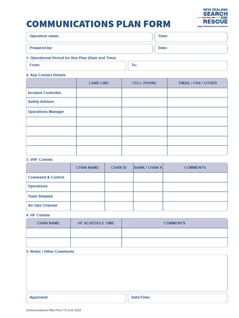 Communications Plan Form Fillable | PDF