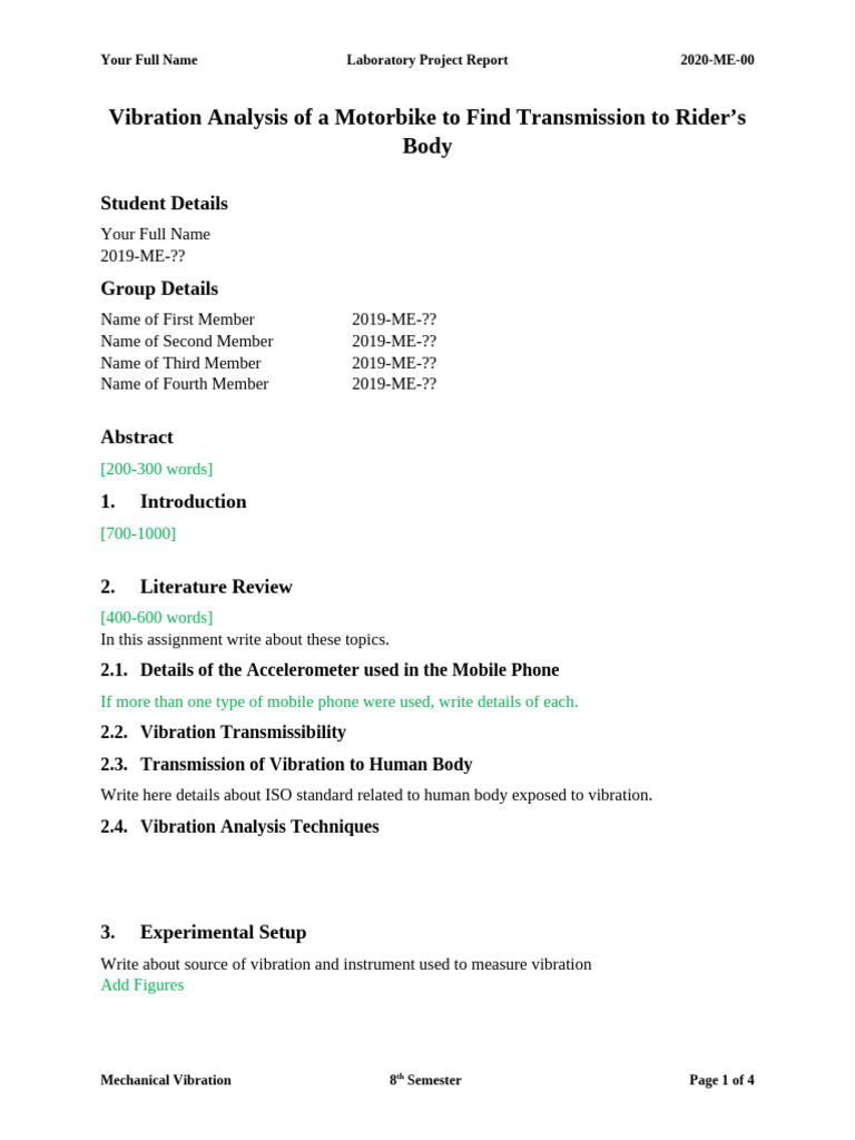 2020-ME-00 MV Laboratory Project | PDF | Experiment