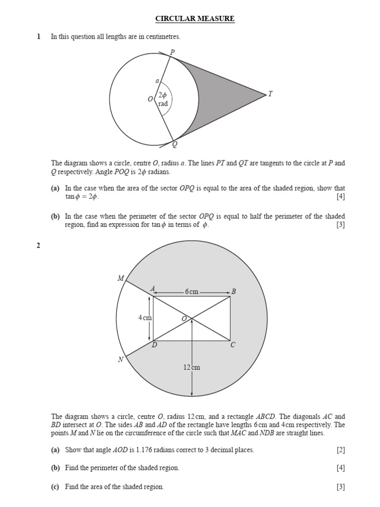 Chap 8 Circular Measure | PDF | Circle | Area