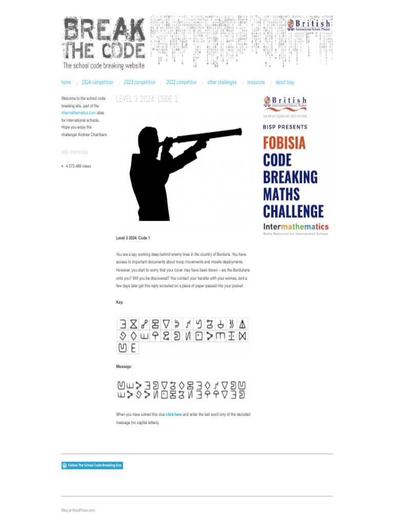 Level 3 2024 Code 1 The School Code Breaking Site | PDF
