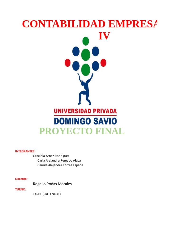 Proyecto Final Conta Empresarial 4 | PDF | Contabilidad | Salario