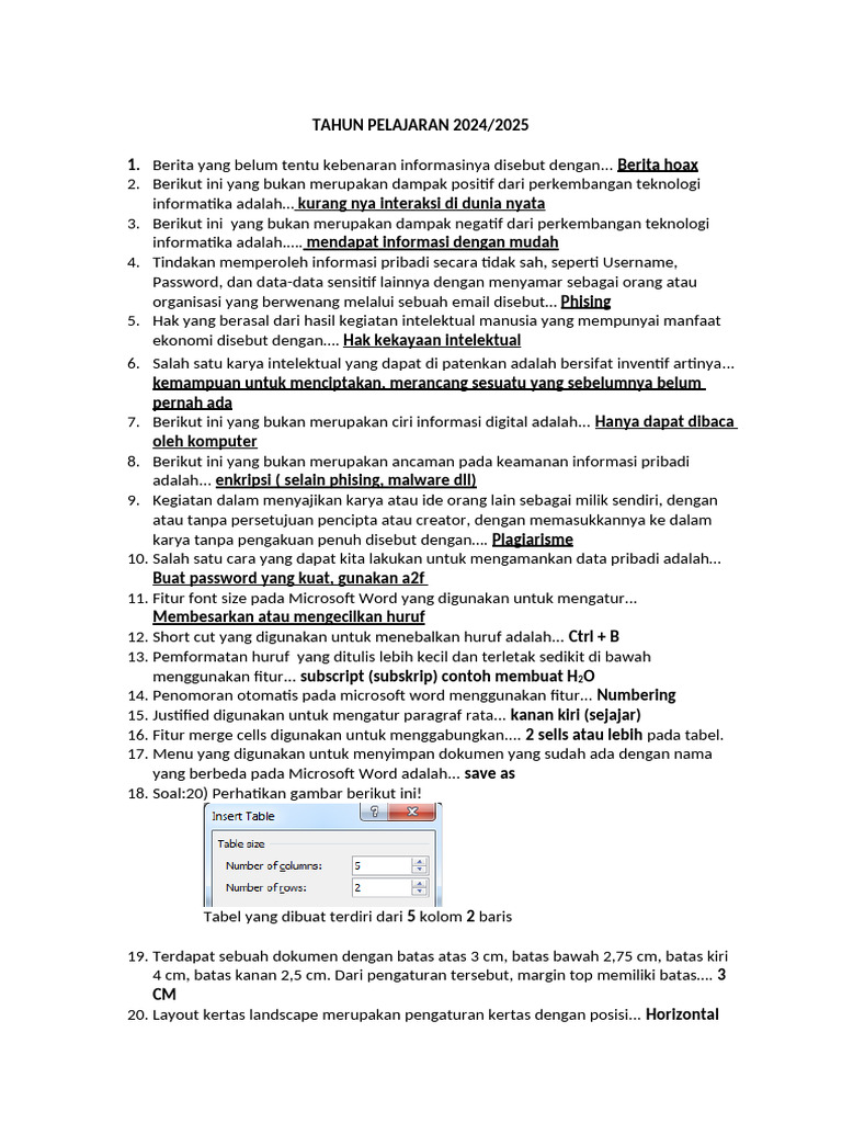 Latihan Soal PAS Informatika Ganjil 24-25 (1) | PDF