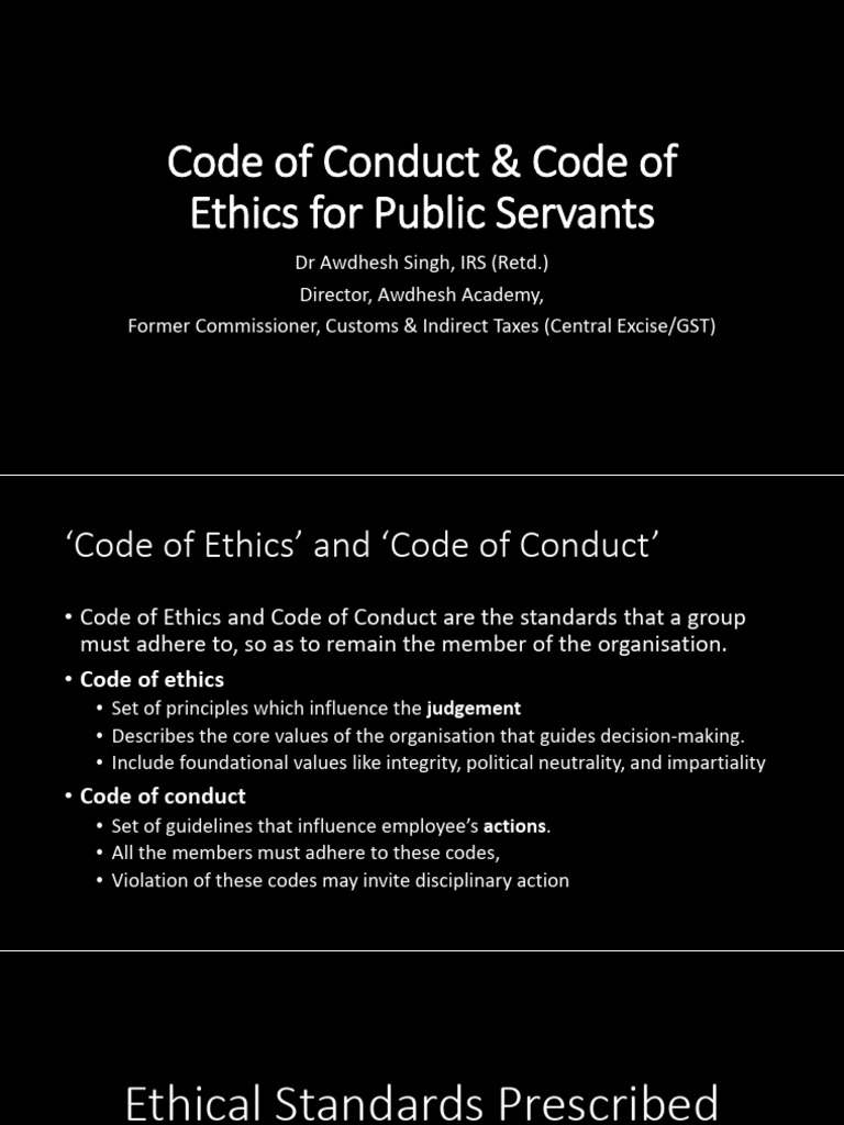Code of Conduct & Code of Ethics For Public Servants | PDF | Justice | Crime & Violence