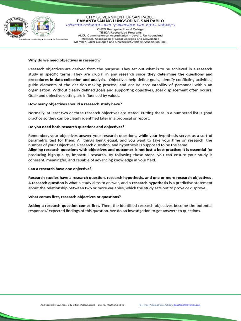 Objectives in Research | PDF | Hypothesis | Goal