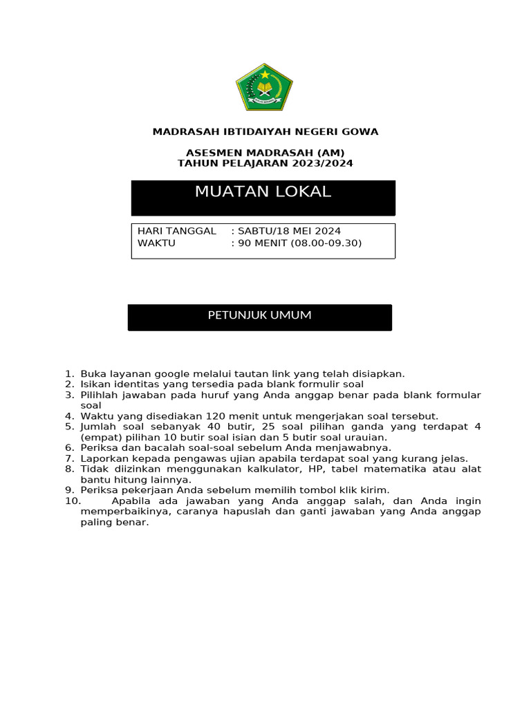 Muatan Lokal 2024 OKE | PDF