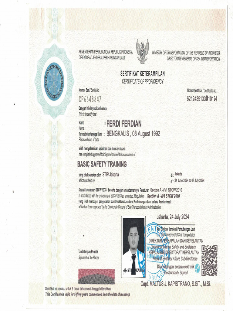 Sertifikat BST Ferdi | PDF