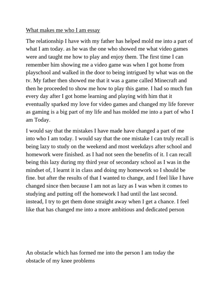 English Essay Who Am I | PDF | Knee