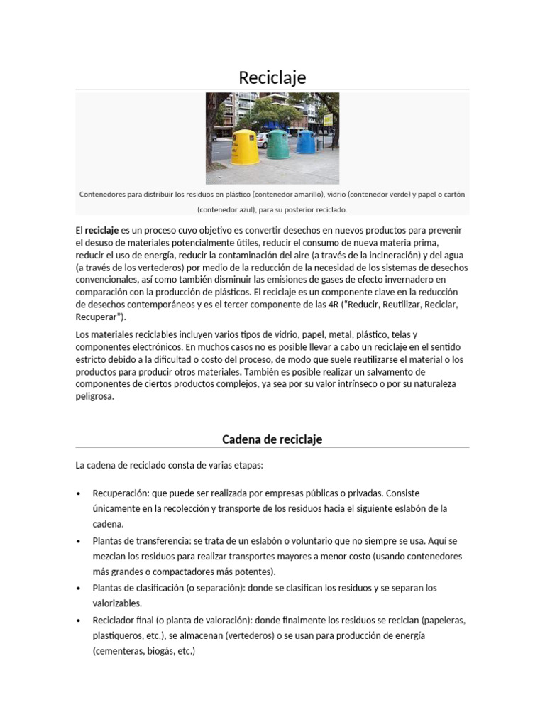 Reciclaje 2 | PDF | Reciclaje | Residuos