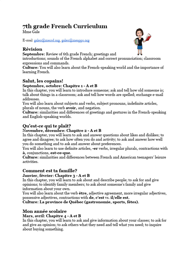 7th Grade French Expectations - Remote | PDF | Language Mechanics ...