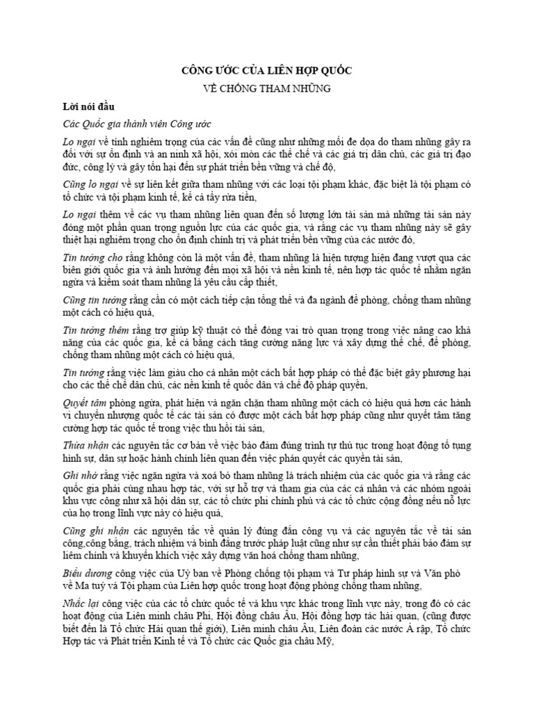 Cong Uoc LHQ Ve PCTN | PDF