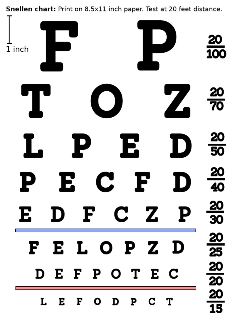 Snellen Chart in North American Standard | PDF