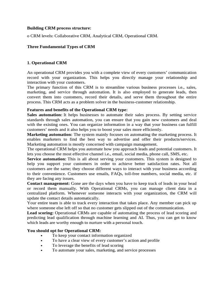 Understanding CRM Types and Benefits | PDF | Customer Relationship ...