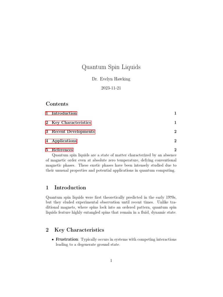 Quantum Spin Liquids | PDF | Applied And Interdisciplinary Physics | Physics