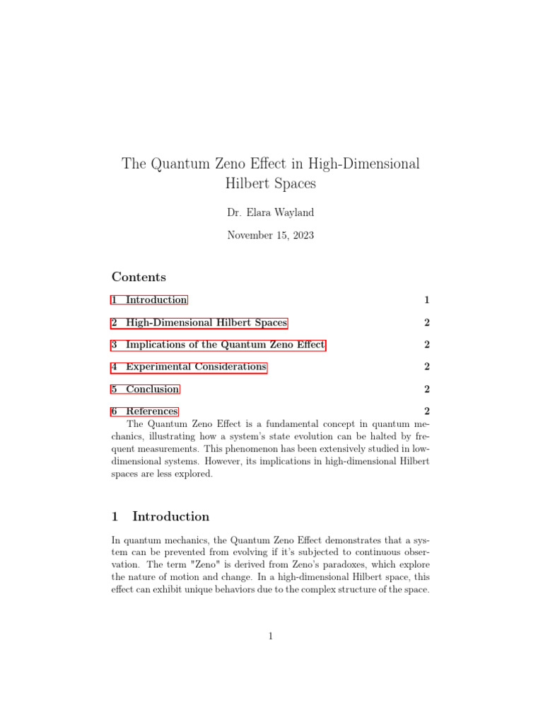 The Quantum Zeno Effect in High-Dimensional Hilbert Spaces | PDF | Quantum Mechanics | Dimension