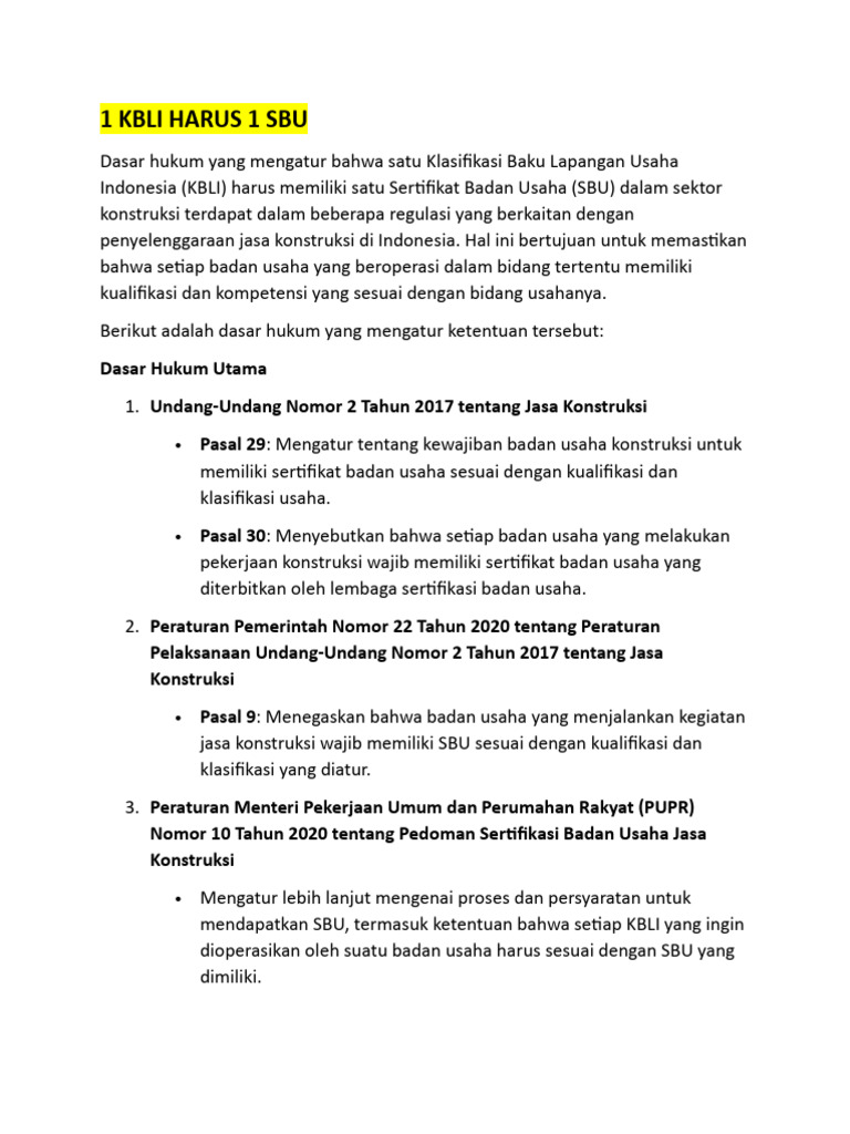 1 Kbli Harus 1 Sbu, 1 Kbli Harus 1 Skk | PDF