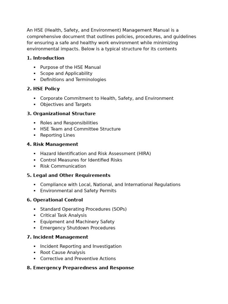 HSE Management Manual Overview | PDF