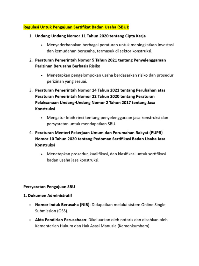 Panduan Pengajuan SBU dan SKK Konstruksi | PDF