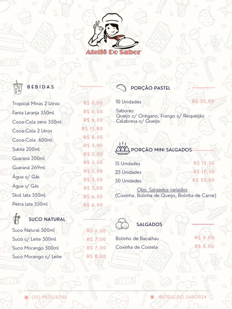 Cardápio Ateliê Do Sabor.pdf | PDF | Alimentos | Culinária
