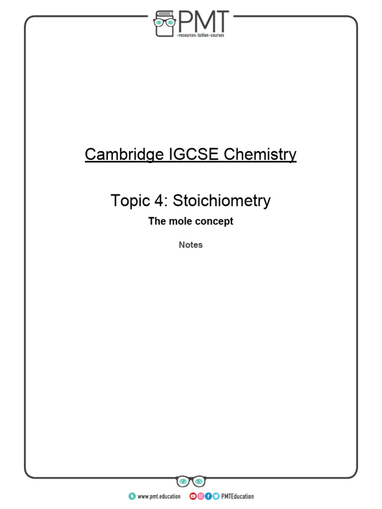 IGCSE Chemistry: Stoichiometry Guide | PDF | Mole (Unit) | Physical ...