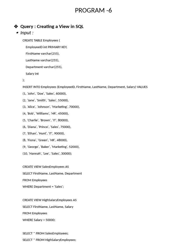 DBMS 6 | PDF | Sql | Computer Programming DBMS 6 | PDF | Sql | Computer Programming