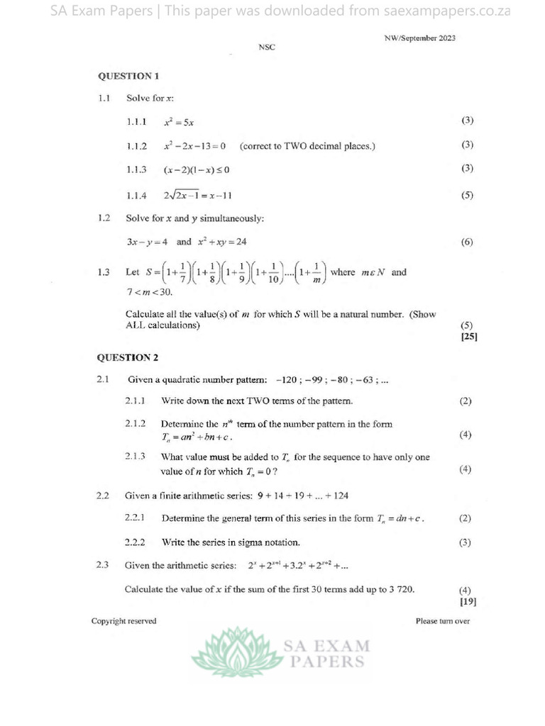 Maths p1 Fs | PDF
