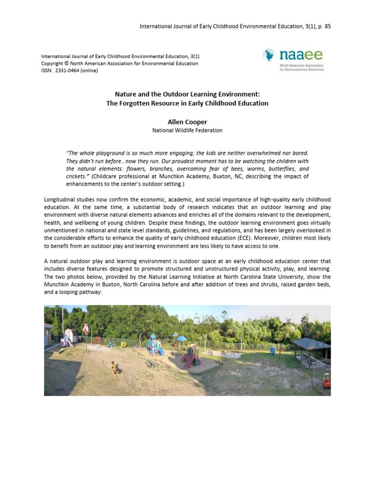 Nature and The Outdoor Learning Environment | PDF | Early Childhood ...