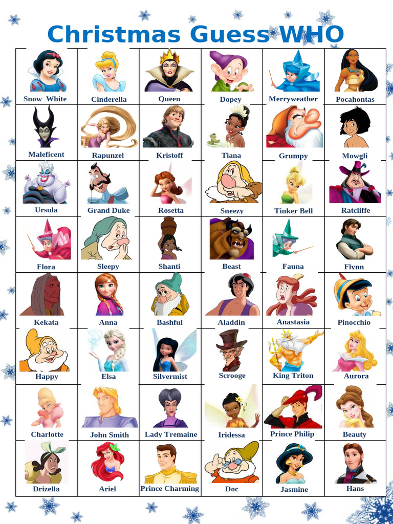 Christmas Guess Who Disney Activities Promoting Classroom Dynamics ...